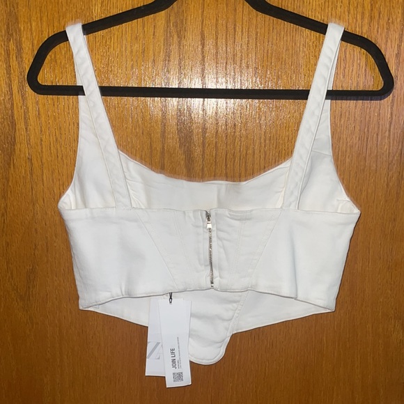 Zara | Tops | Zara Corset Top In White With Zipper Back | Poshmark